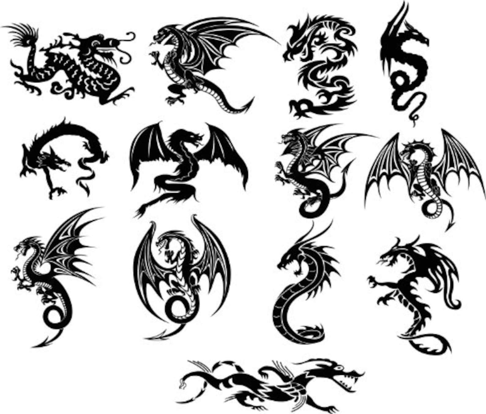 Dragon SVG Bundle Dragon Clipart Dragon Vector Dragon Silhouette Dragon ...