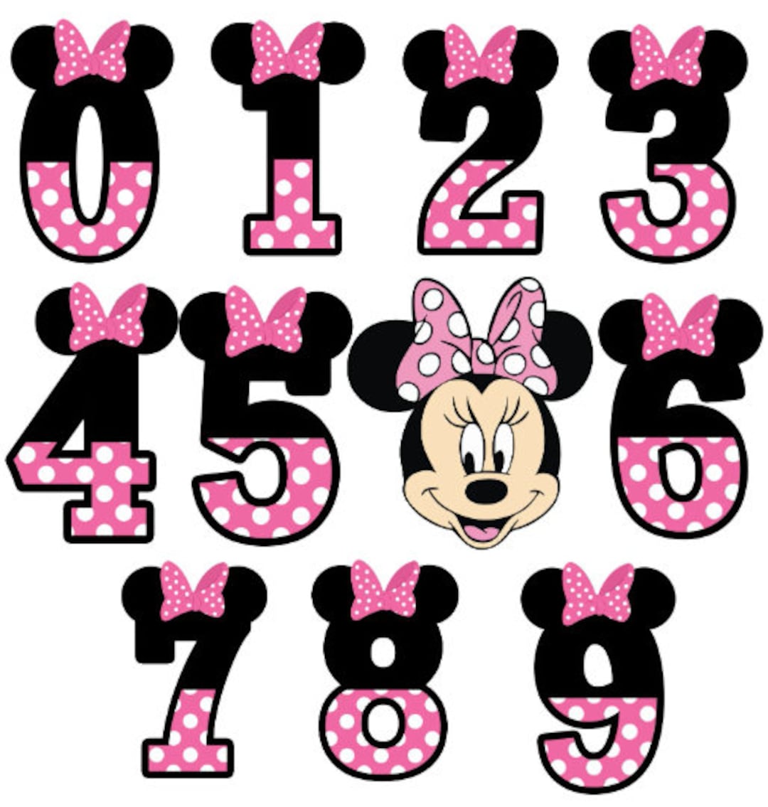 Minnie Mouse Numbers Clipart Png - Etsy