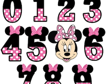 Minnie Mouse Numbers Clipart PNG - Etsy
