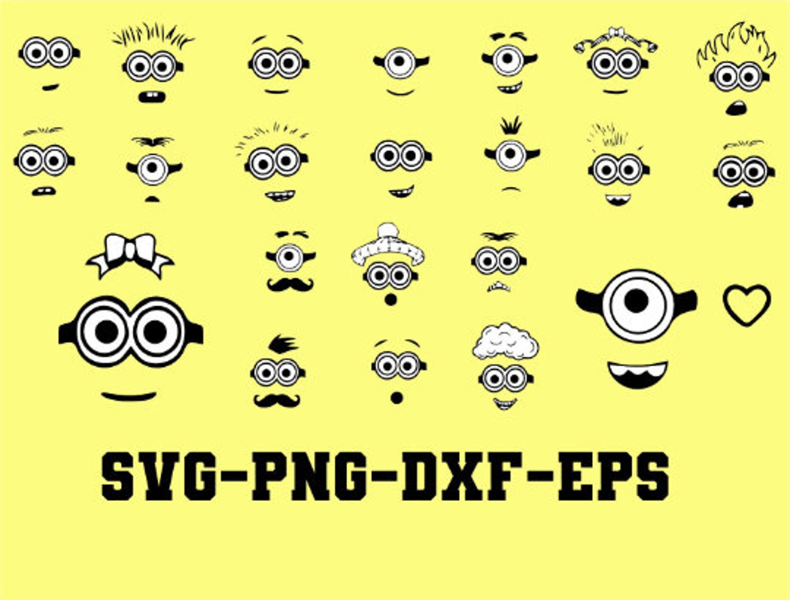 Minions Faces Vector Bundle / Despicable Me Clip Art Svg, Eps ...