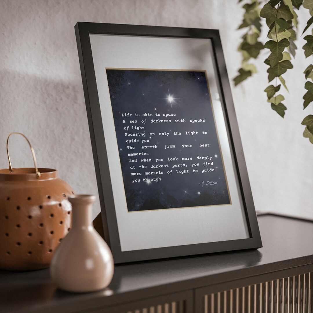 Framed Posters, Black Inspirational Space Poem Art Print, Galaxy Wall ...