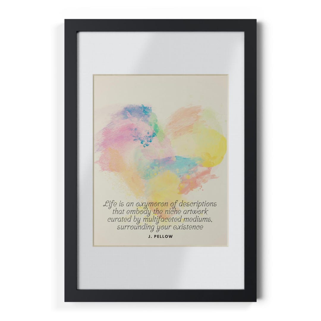 Framed Posters, Black Oxymoron Poem Wall Art Print, Minimalist Home ...