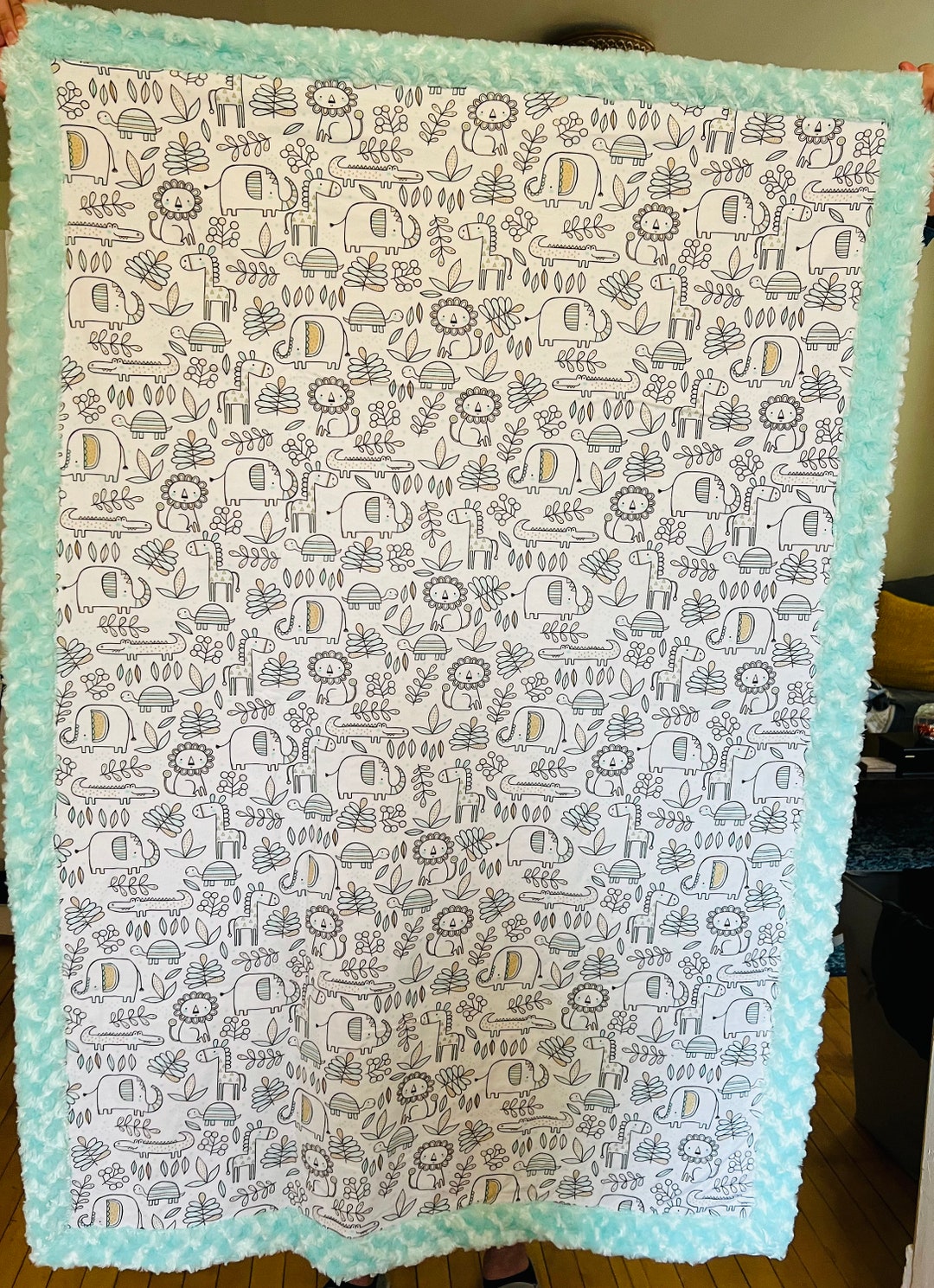 Baby Safari Quilt With Minky - Etsy