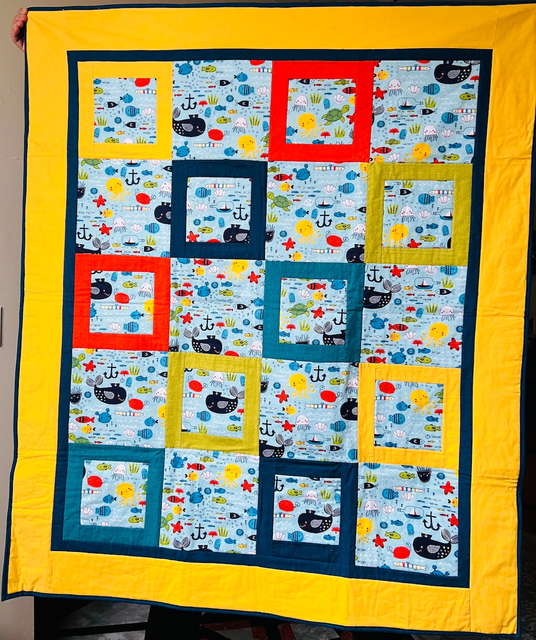 Baby Sea Animal Block Quilt - Etsy