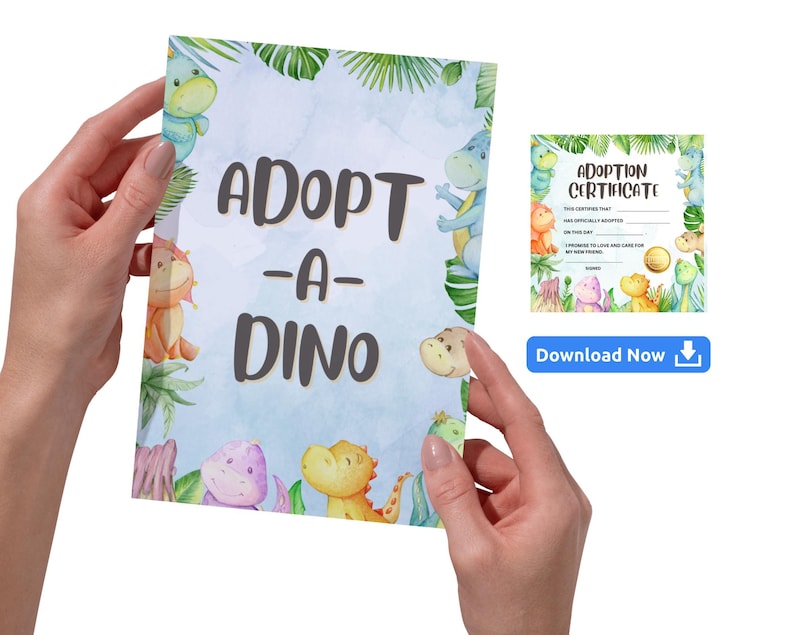 Adopt a Dinosaur Party Printable | Cute Dino Adoption Certificate ...