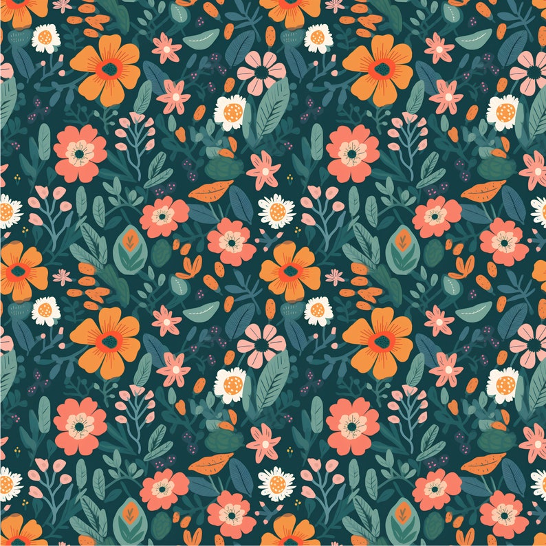 Wildflower Garden Seamless Floral Digital Pattern for Crafting and ...