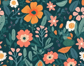 Wildflower Garden Seamless Floral Digital Pattern for Crafting and ...