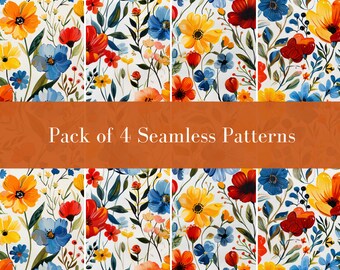 Wildflower Garden Seamless Floral Digital Pattern for Crafting and ...