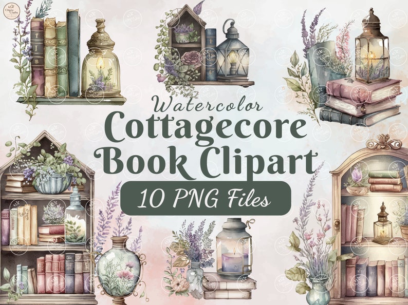 Watercolor Books PNG, Cottagecore Book Clipart, Floral Cottagecore ...
