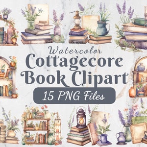 Watercolor Books PNG, Cottagecore Style Book Clipart, Book Stacks, Book ...