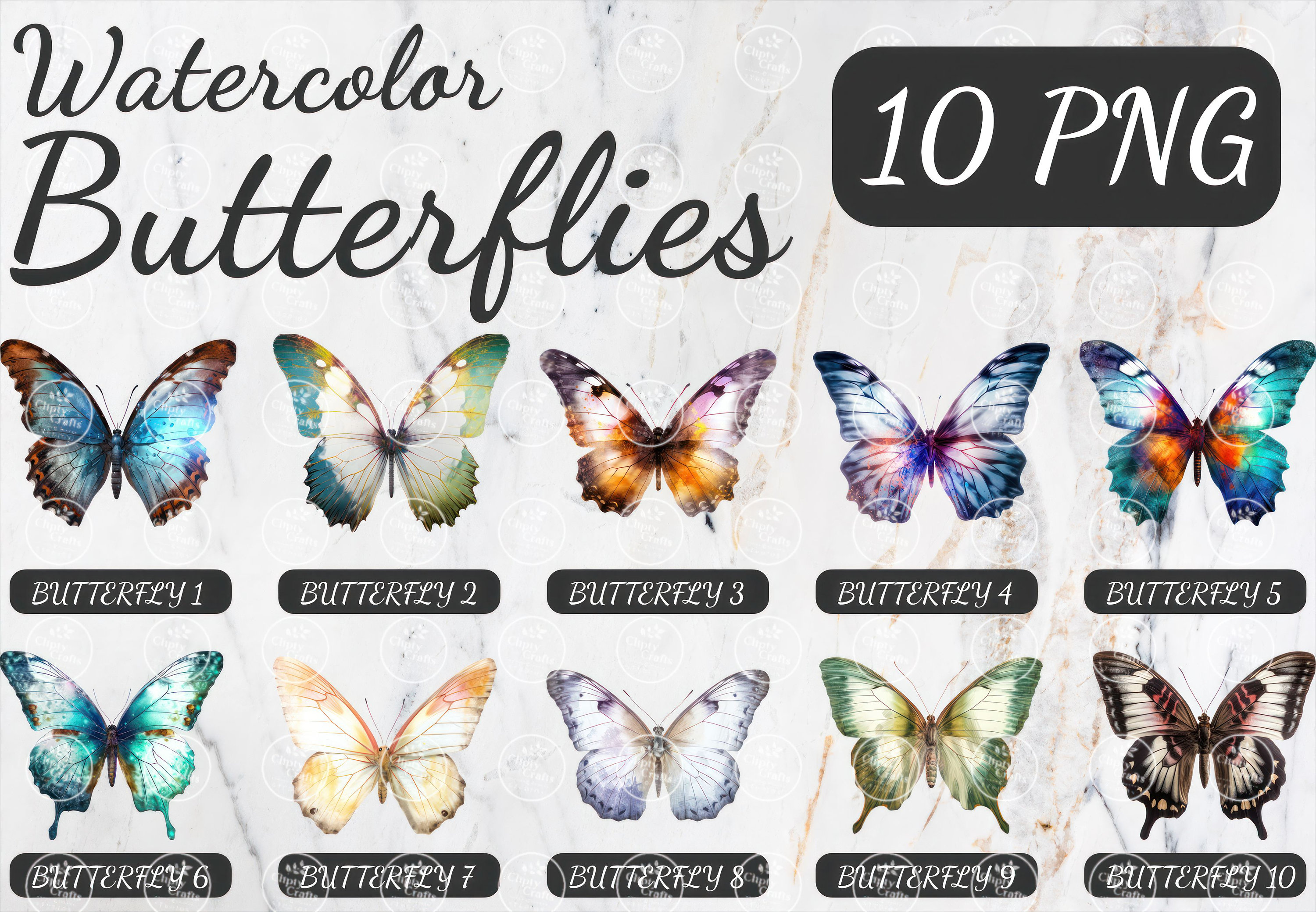 Watercolor Butterfly PNG, Printable Butterfly Clipart, Watercolor ...
