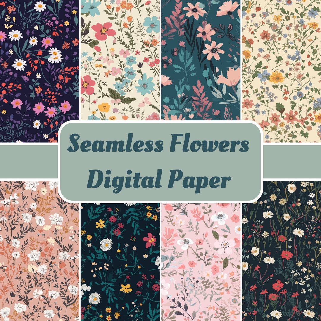 Digital Flower Paper Pattern, Seamless Flowers Patterns, Floral ...