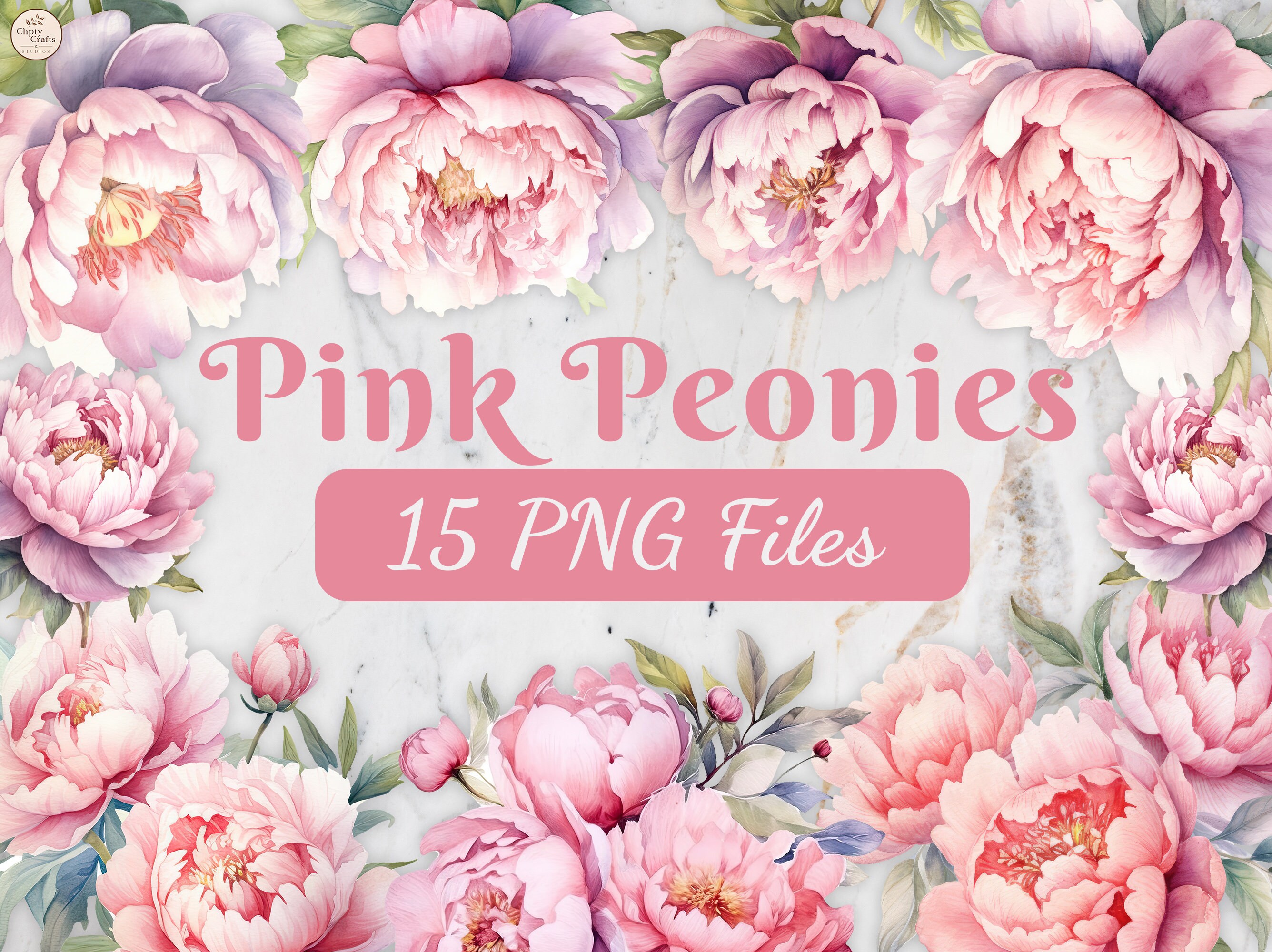 Watercolor Pink Peony Clipart Pink Peonies and Peony - Etsy