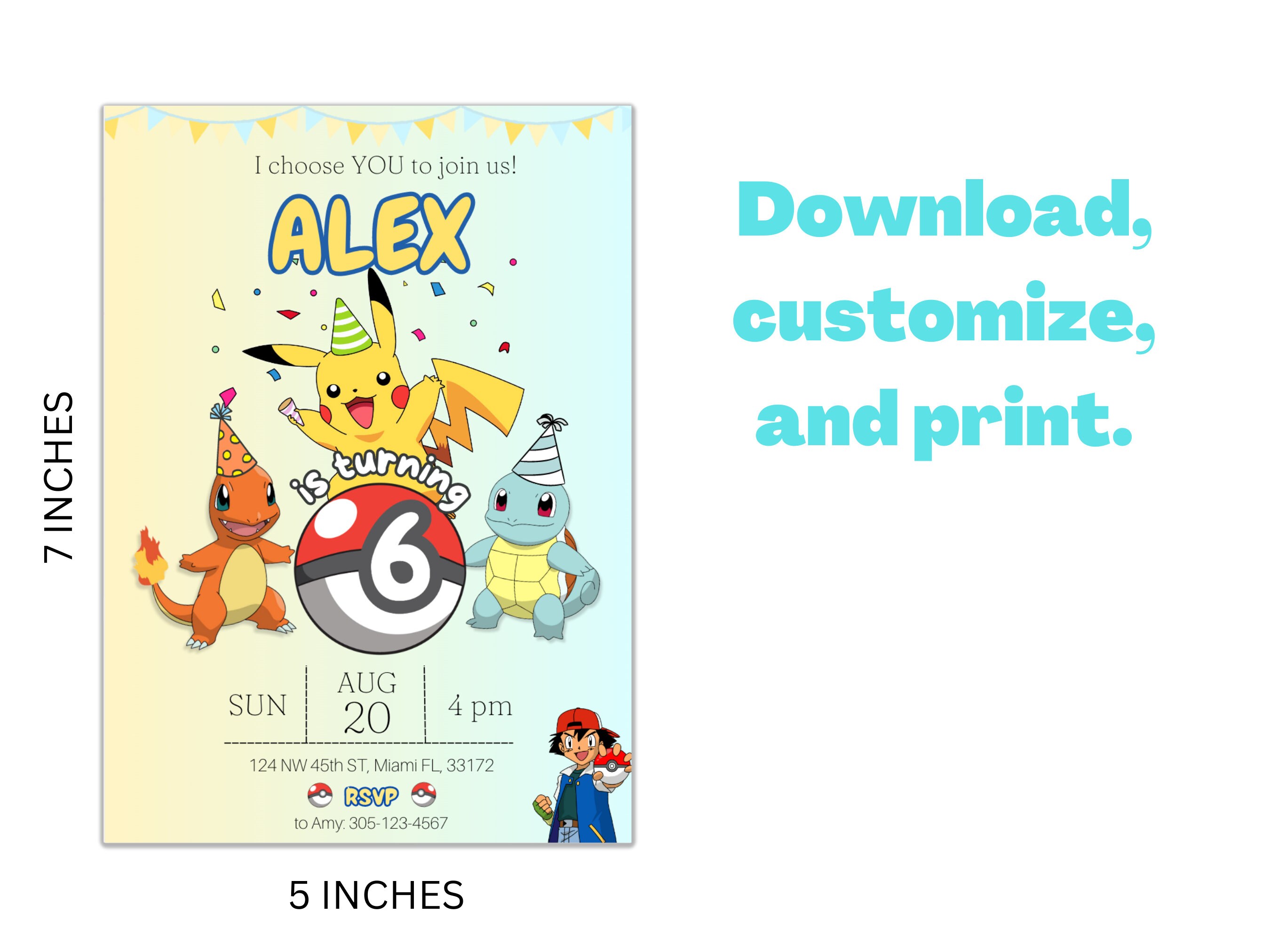 Pokemon Birthday Invitation Pikachu Birthday Party Digital - Etsy