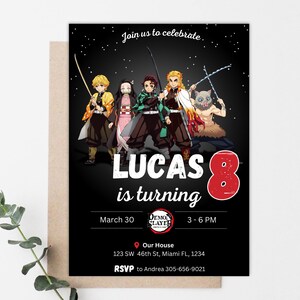 Printable Anime Birthday Invitation, Slayer Birthday Party Invitation ...