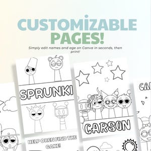 Sprunki Coloring Pages, Sprunki Activity Printable, Birthday Activity ...