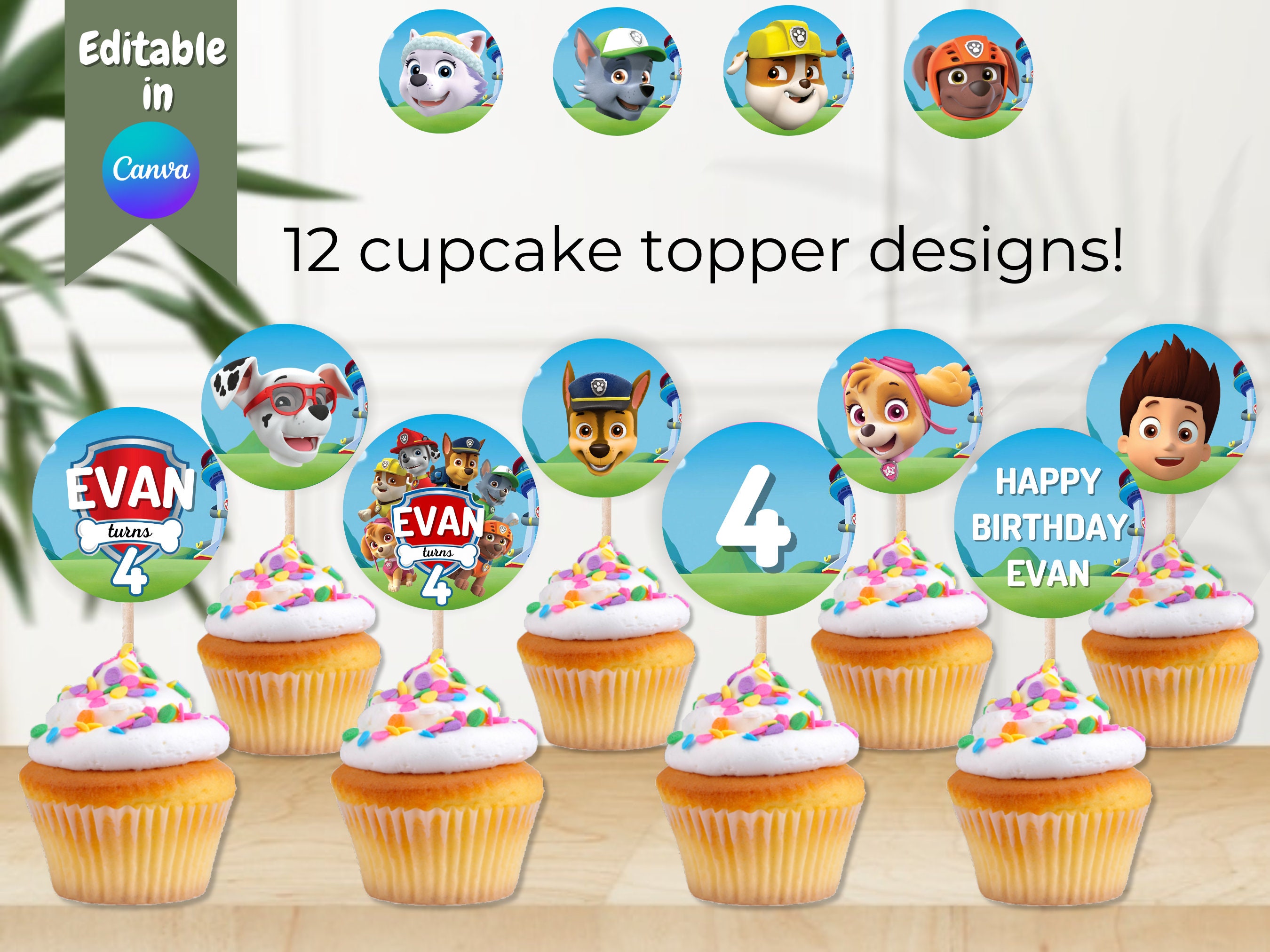 Paw Cupcake Toppers Paw Birthday Paw Party Decorations - Etsy UK