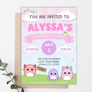 Squishmallow Birthday Invitation, Squishy Invitation,customizable ...