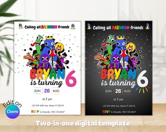 Printable Rainbow Friends Birthday Invitations (Instant Download) - Etsy