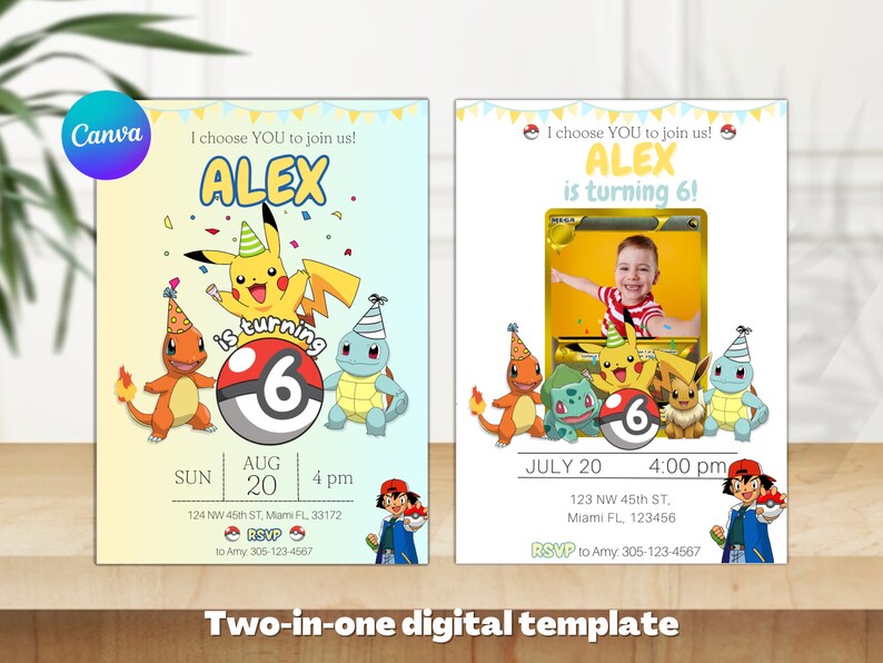 Pokemon Birthday Invitation Pikachu Birthday Party Digital - Etsy