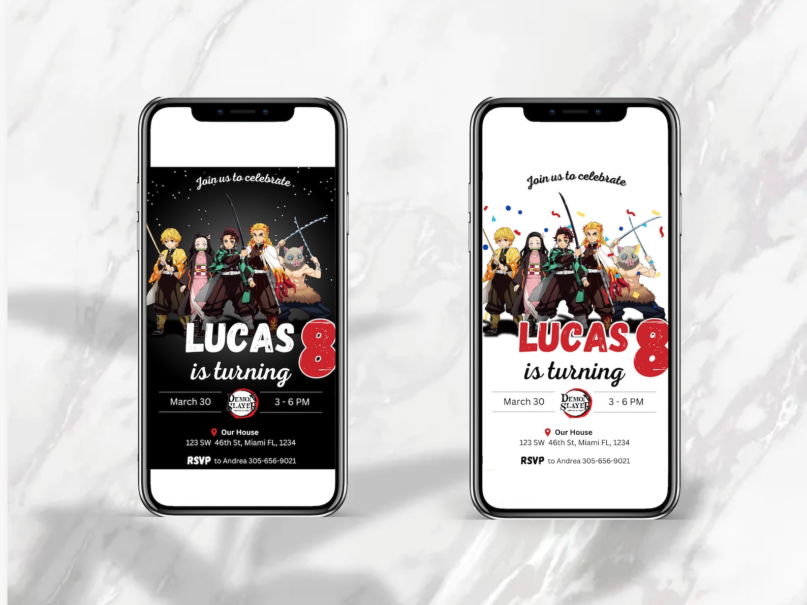 Printable Anime Birthday Invitation, Slayer Birthday Party Invitation ...