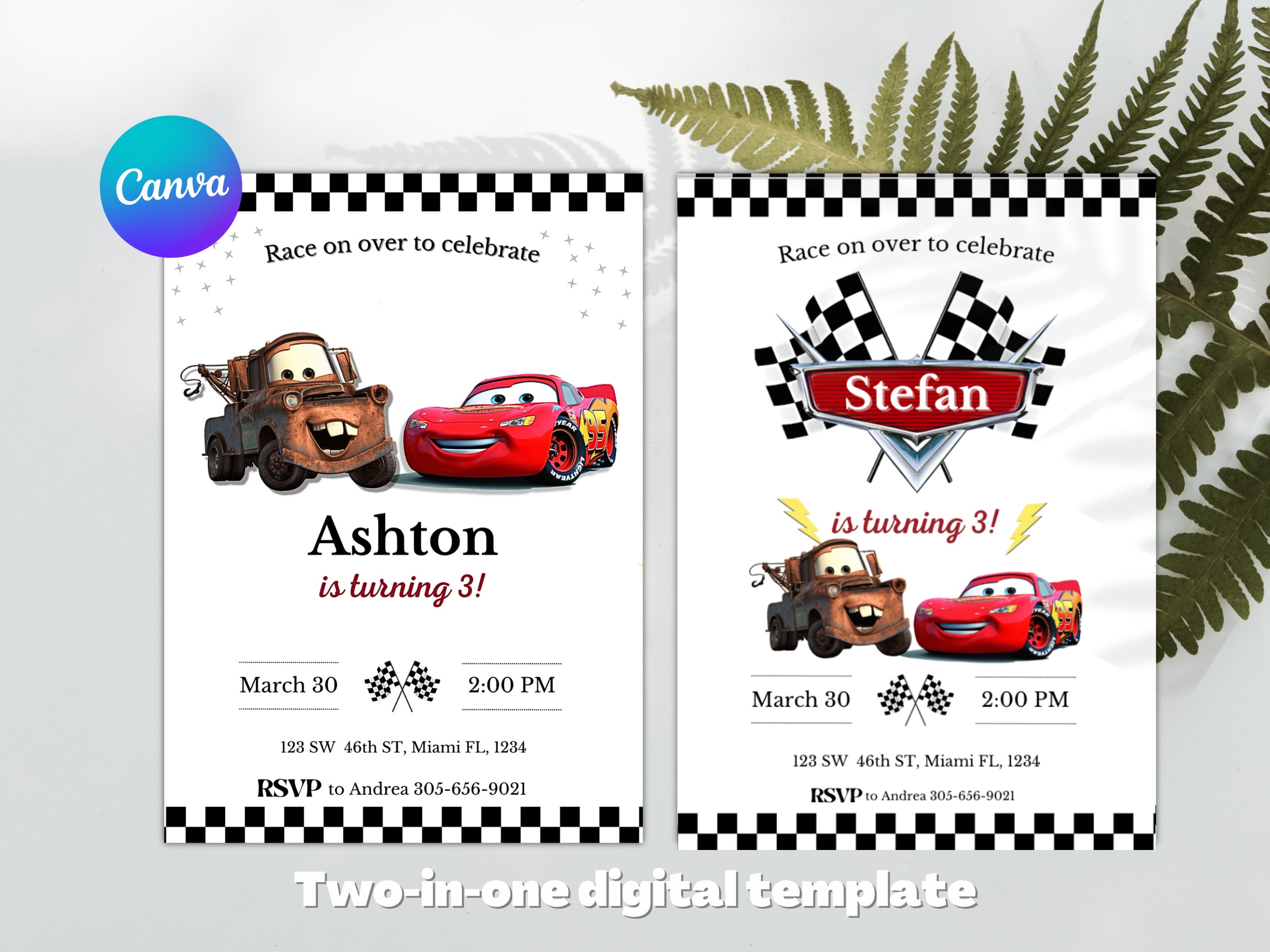 Invitación de cumpleaños de Cars invitación de Rayo McQueen - Etsy México