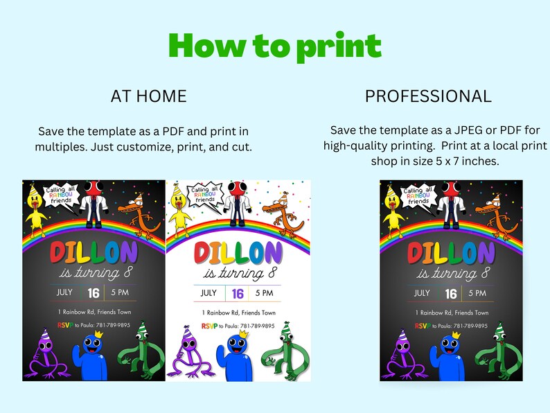 Rainbow Friends Birthday Invitation Rainbow Friends Invitation Rainbow ...