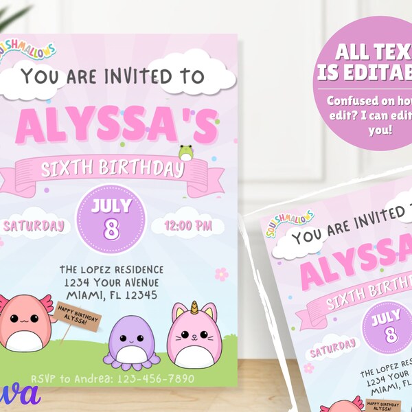 Squishy Party Invitation - Etsy
