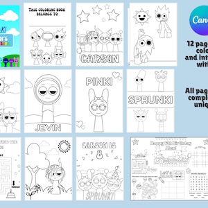 Sprunki Coloring Pages, Sprunki Activity Printable, Birthday Activity ...