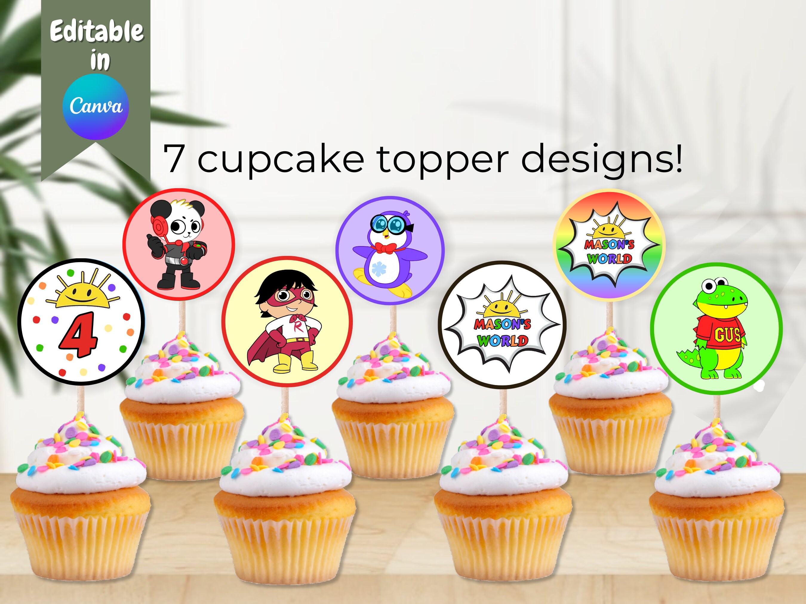 Ryans World Cupcake Toppers Ryans Toy Review Digital Invite Ryans World ...