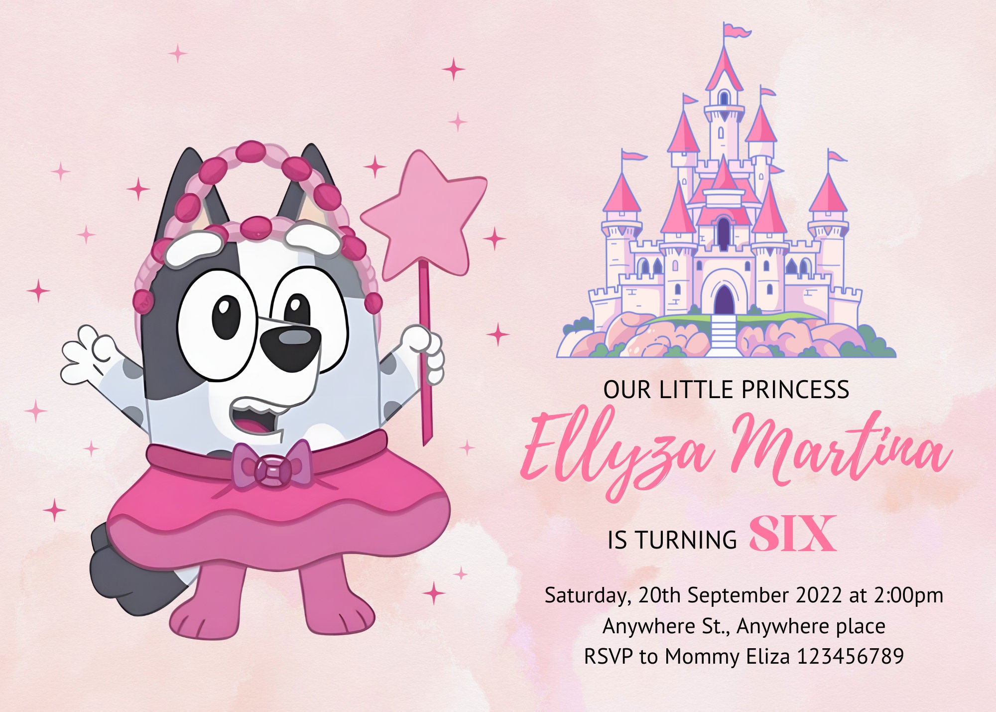 Princess Muffin Bluey Bingo Birthday Invitation Digital Download ...