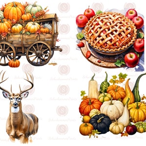 Watercolor Thanksgiving Clipart Bundle, Fall Clipart, Autumn Clipart ...