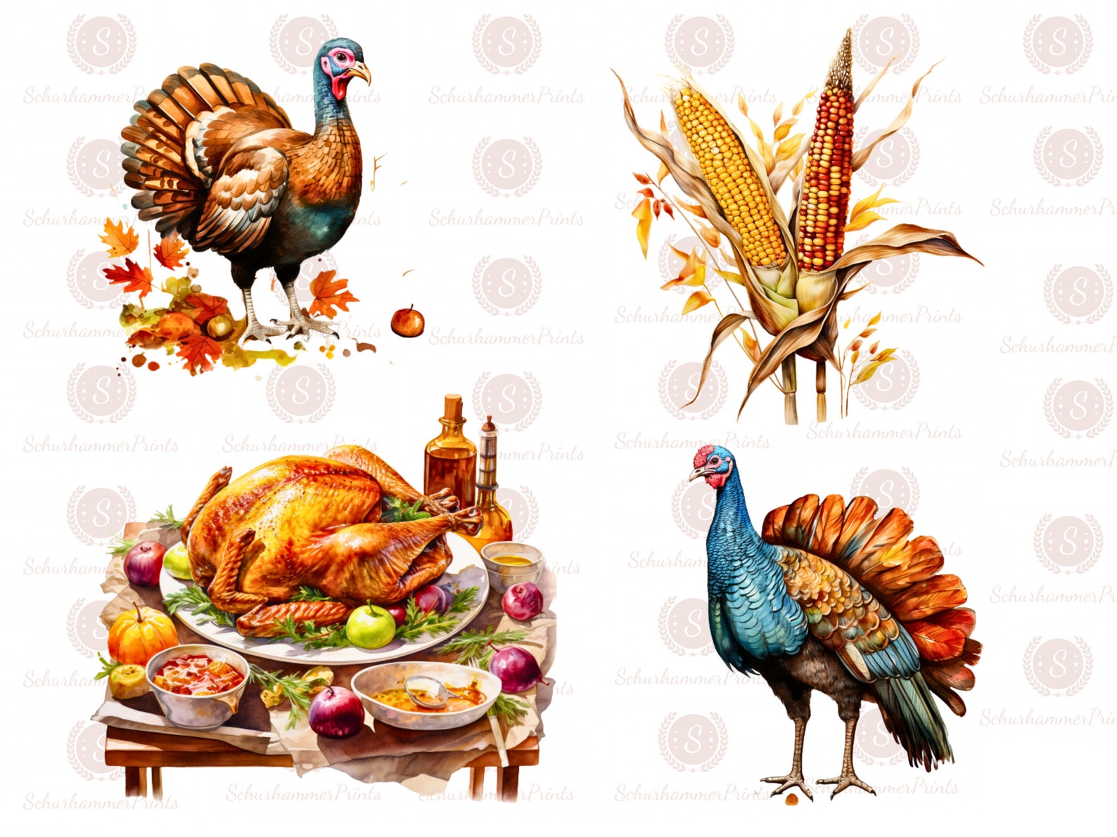 Watercolor Thanksgiving Clipart Bundle, Fall Clipart, Autumn Clipart ...