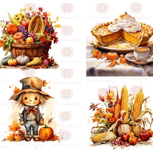 Watercolor Thanksgiving Clipart Bundle, Fall Clipart, Autumn Clipart ...
