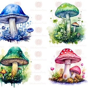 Mushroom Watercolor Clipart, Watercolor Magic Mushroom Clipart, Fantasy ...