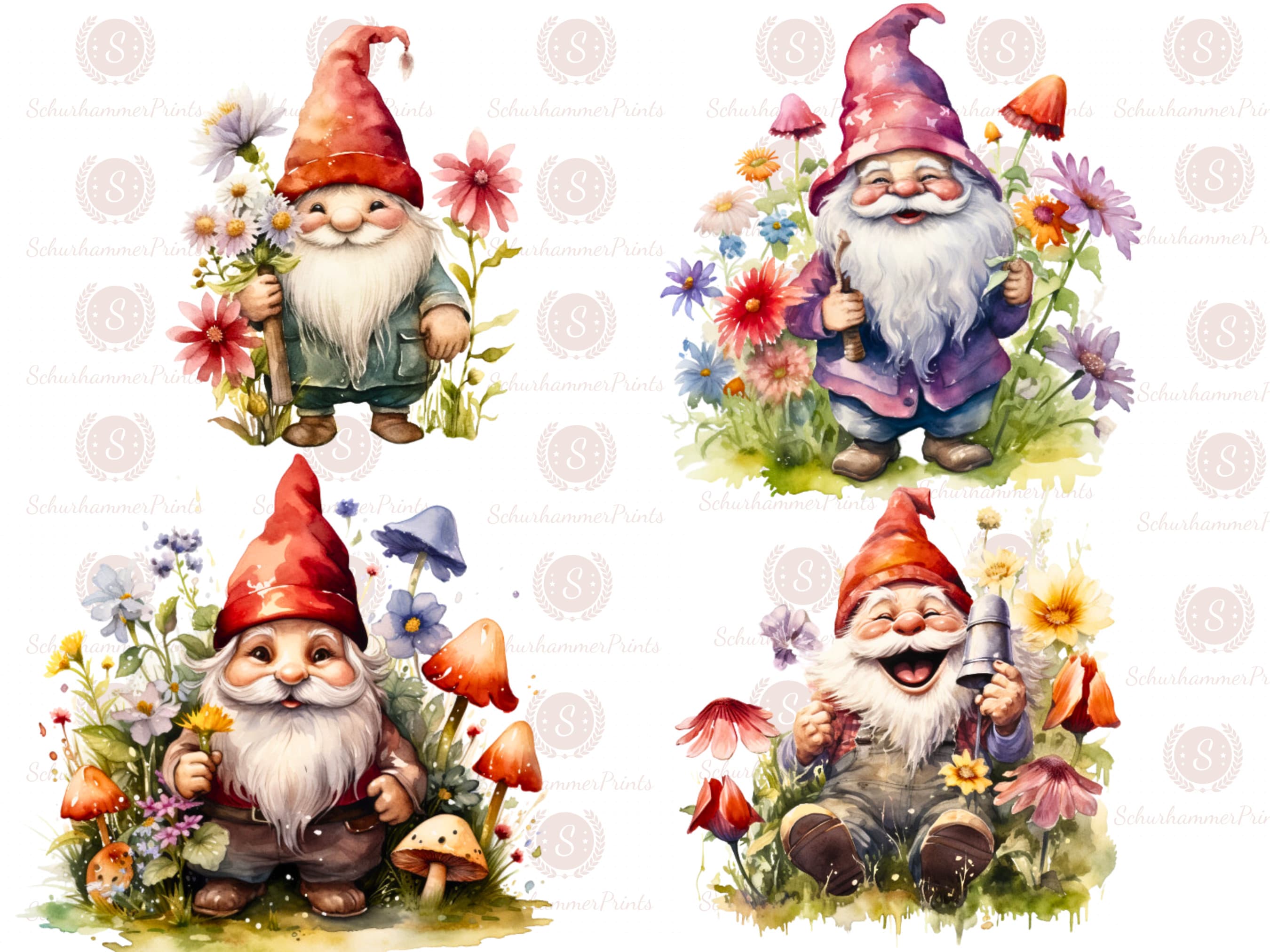 Watercolor Garden Gnome Clipart, Fairytale Images, Fantasy Clipart ...
