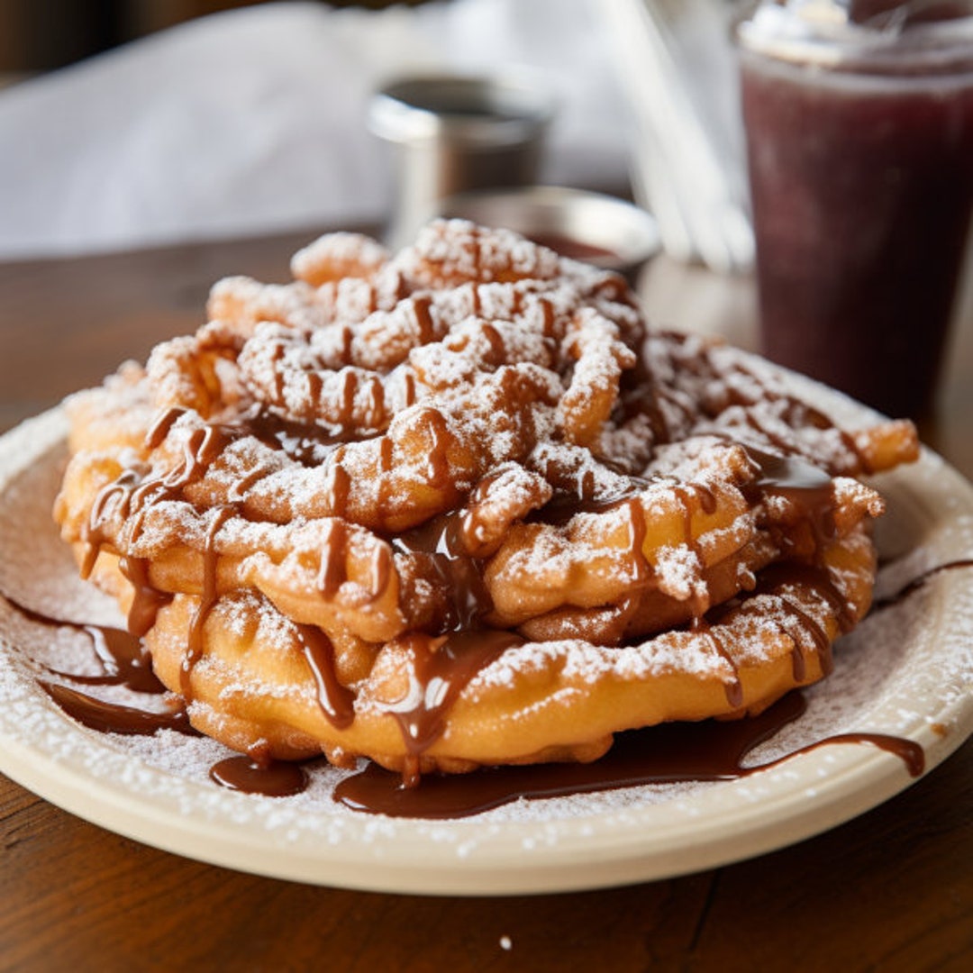 Funnel Cake Fried Dough and Sweet Powdered Sugar Funnel Cake, Digital ...