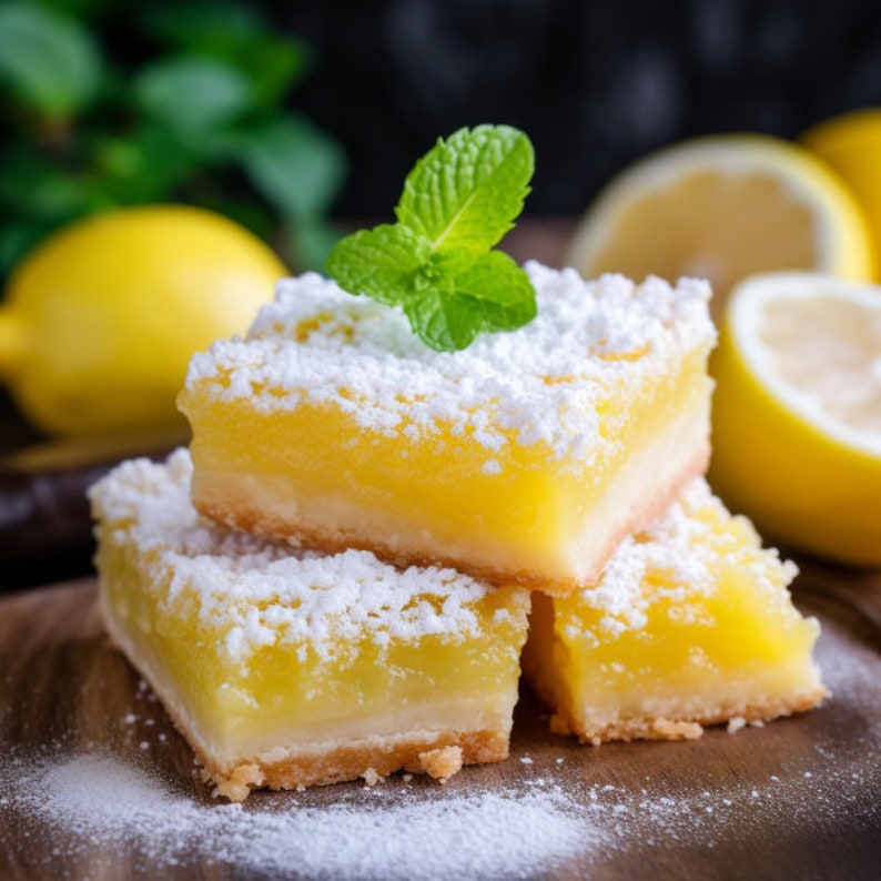 Lemon Bar Citrus Shortcake Lemon Powdered Sugar Citrus Bar, Digital ...