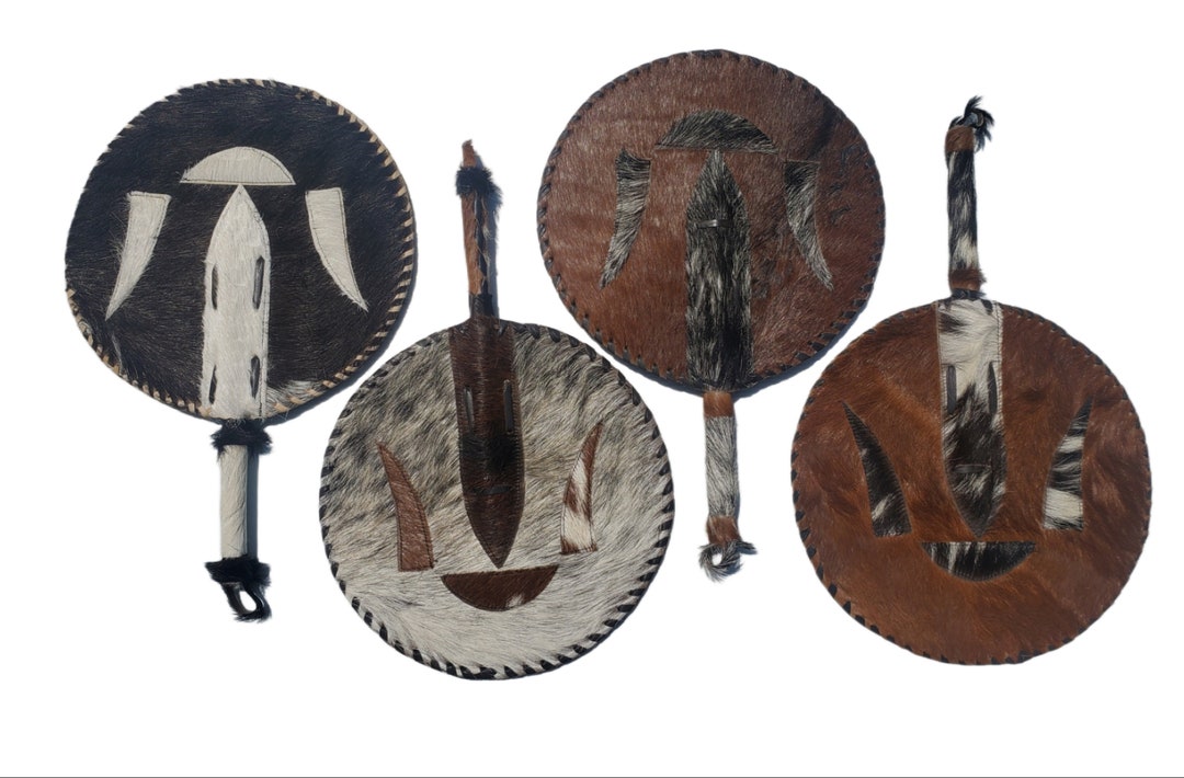 Round African Hand Fan: Igbo Amaka Hand Fan Handmade Leather Fan From ...