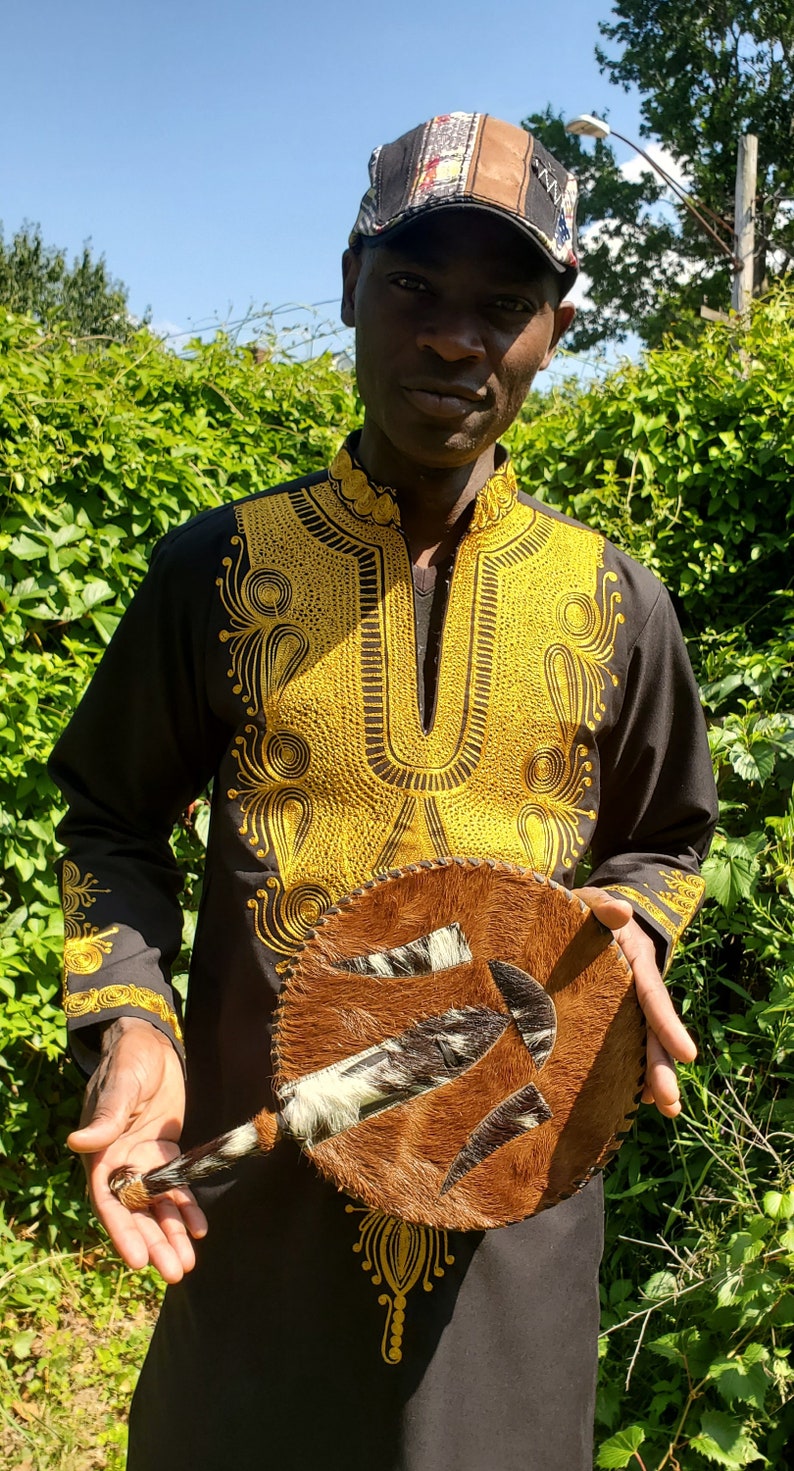 Round African Hand Fan: Igbo Amaka Hand Fan Handmade Leather Fan From ...