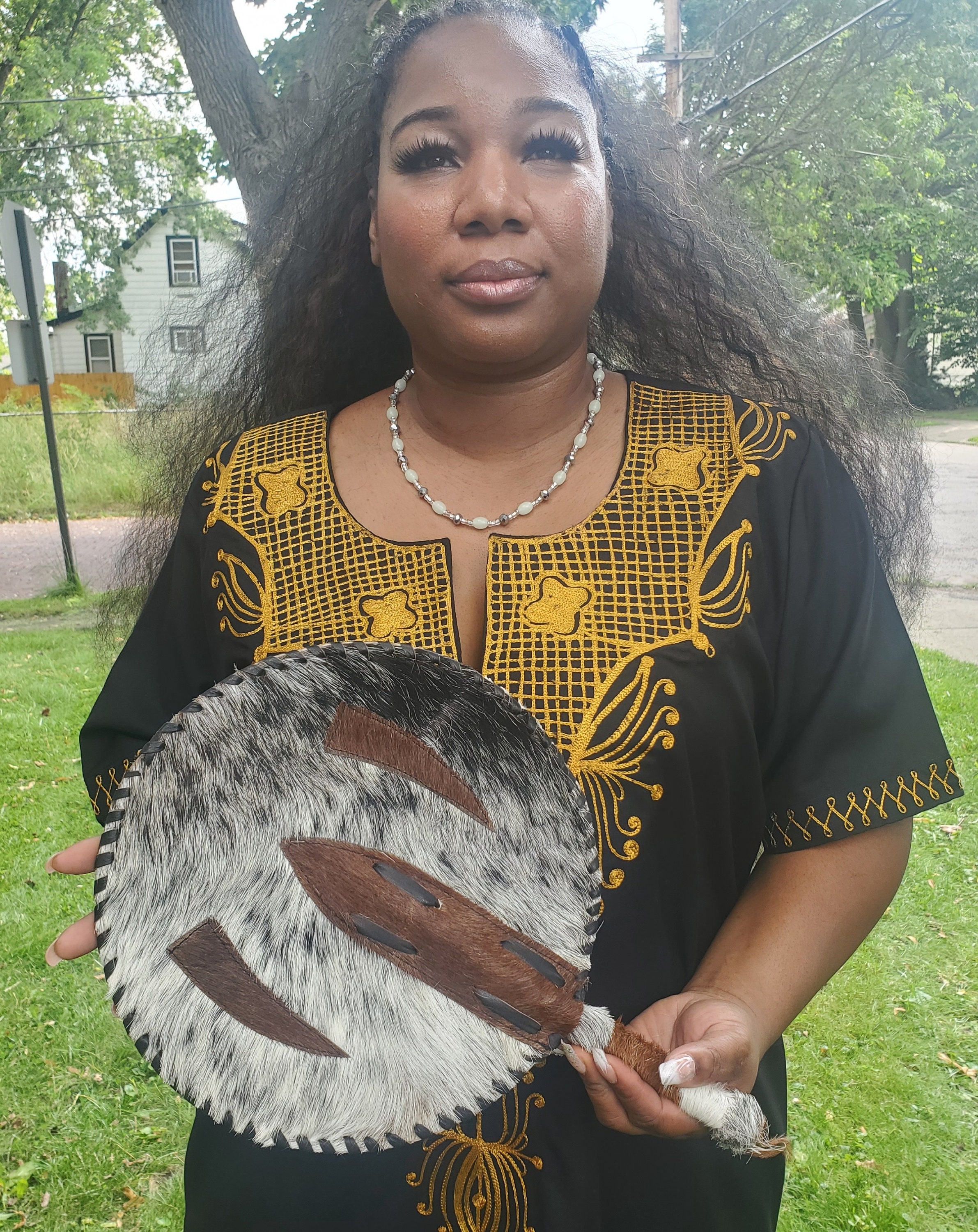 Round African Hand Fan: Igbo Amaka Hand Fan Handmade Leather Fan From ...