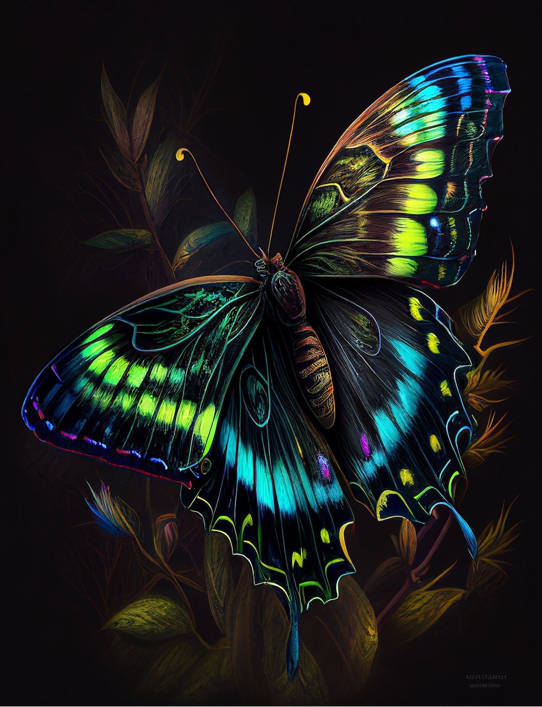 Beautiful Butterfly Digital Print, Nature Inspired Wall Art, Multi ...