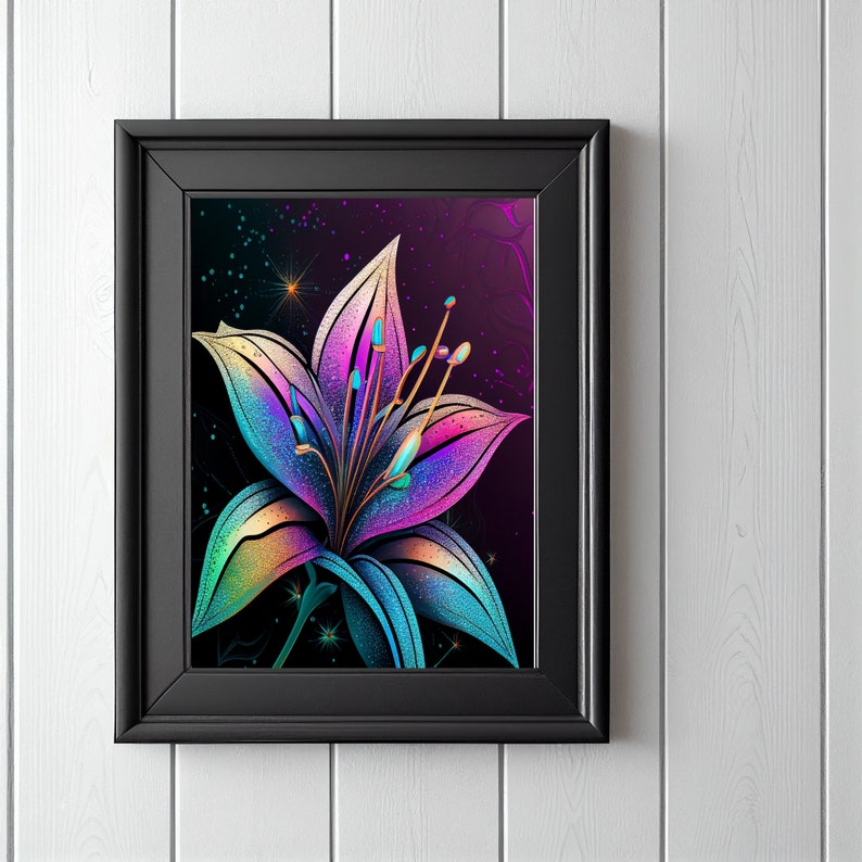 Rainbow Lily Print - Multi Color Flower - Digital Download - Bright ...