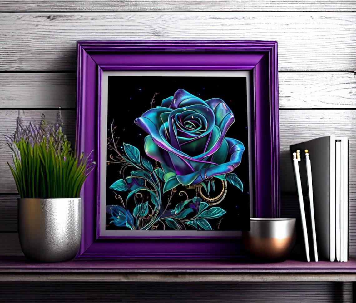 Blue and Purple Rose (digital Download) - Wall Art - Beautiful Flower ...