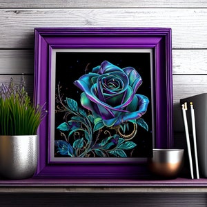 Blue and Purple Rose (digital Download) - Wall Art - Beautiful Flower ...
