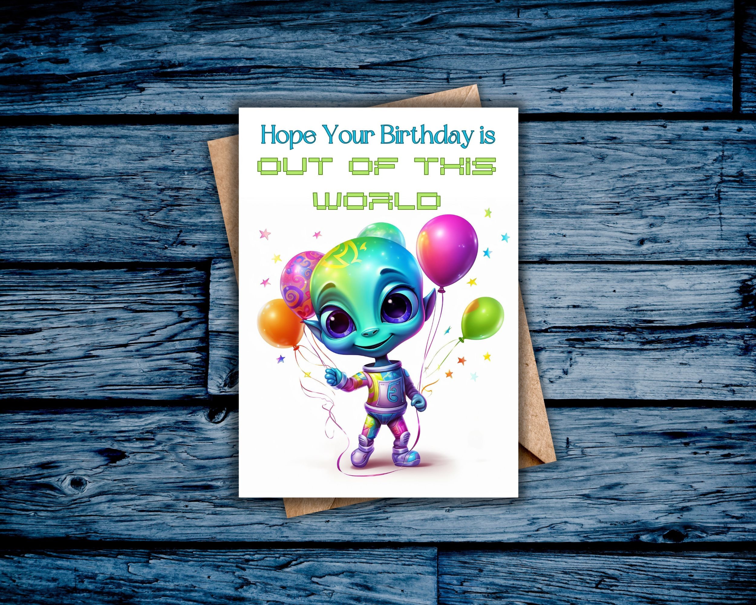 Alien Birthday Card, Kid's Birthday, Out of This World, Alien Party ...