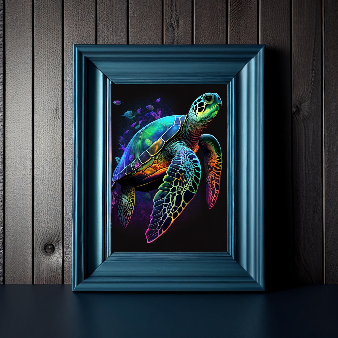 Glowing Sea Turtle Print - Instant Download - Multi-colored Turtle ...