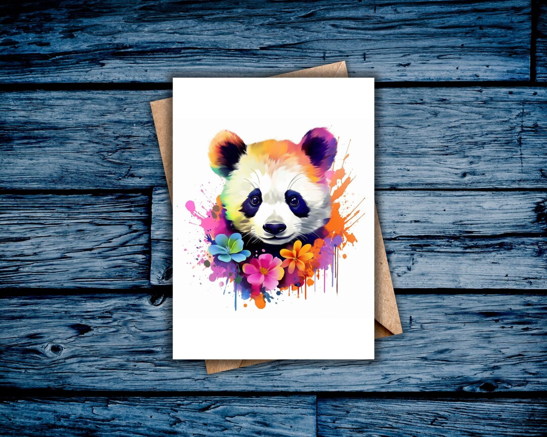 Adorable Panda Printable Card, Blank Card for Any Occasion, Thank You ...