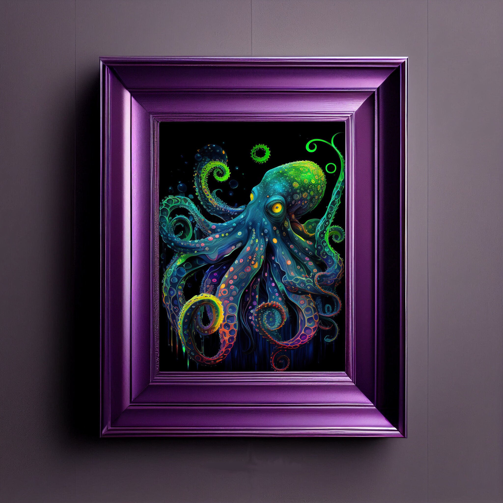 Glowing Multicolored Octopus, Digital Art, Psychedelic Colors, Ocean ...