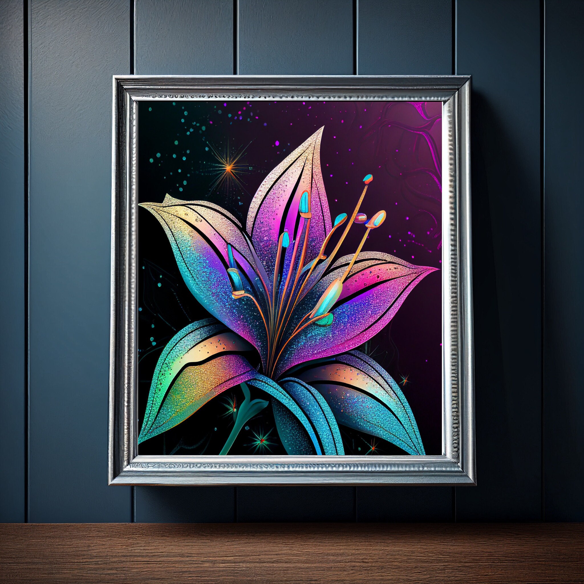 Rainbow Lily Print - Multi Color Flower - Digital Download - Bright ...